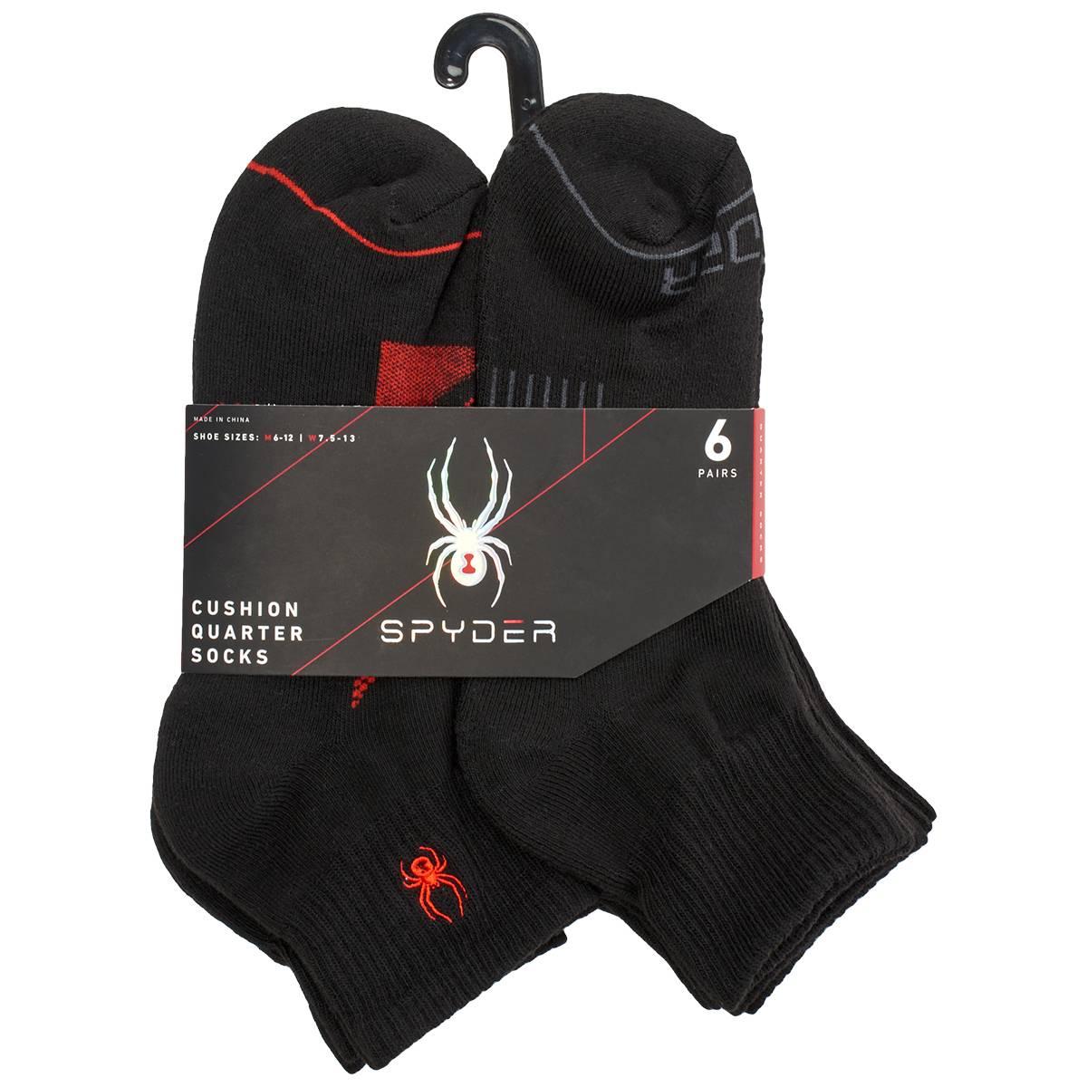 Click here for Mens Spyder 6pk. Quarter Socks - Black prices