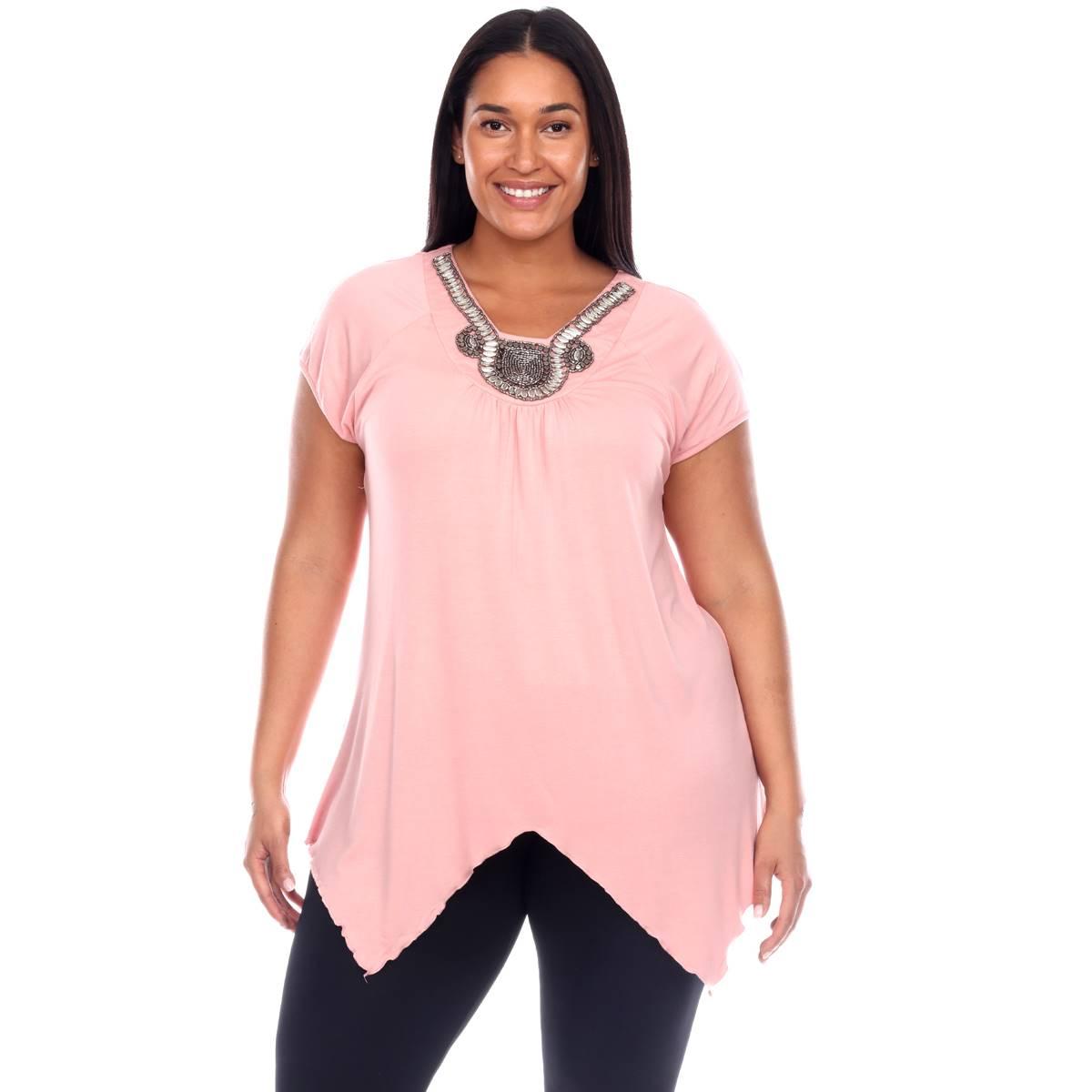 Click here for Plus Size White Mark Short Sleeve V-Neck Fenella T... prices