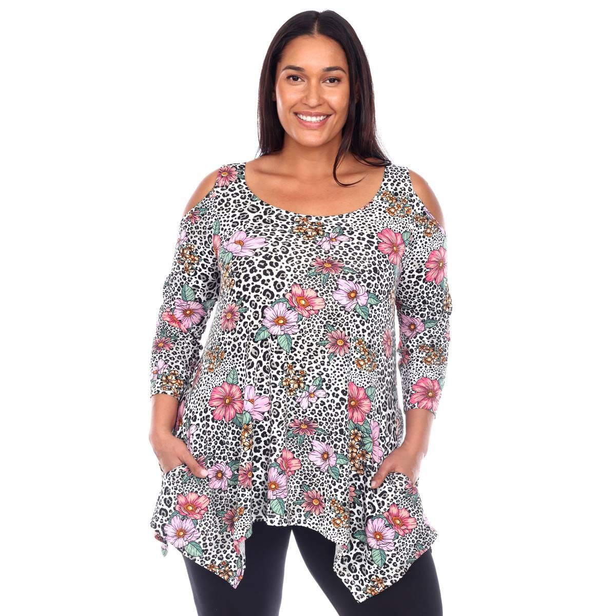 Click here for Plus Size White Mark Leopard Floral Cold Shoulder... prices