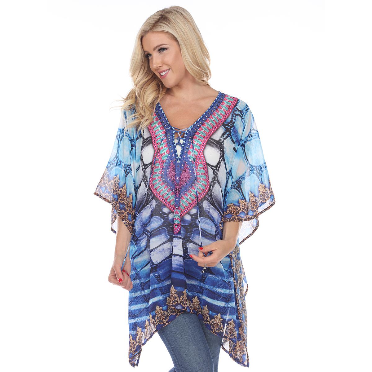 Click here for Womens White Mark Blue Aqua Caftan prices