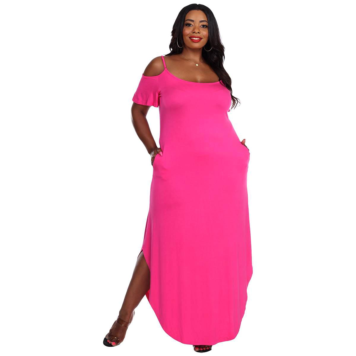 Click here for Plus Size White Mark Cold Shoulder Scoop Neck Maxi... prices