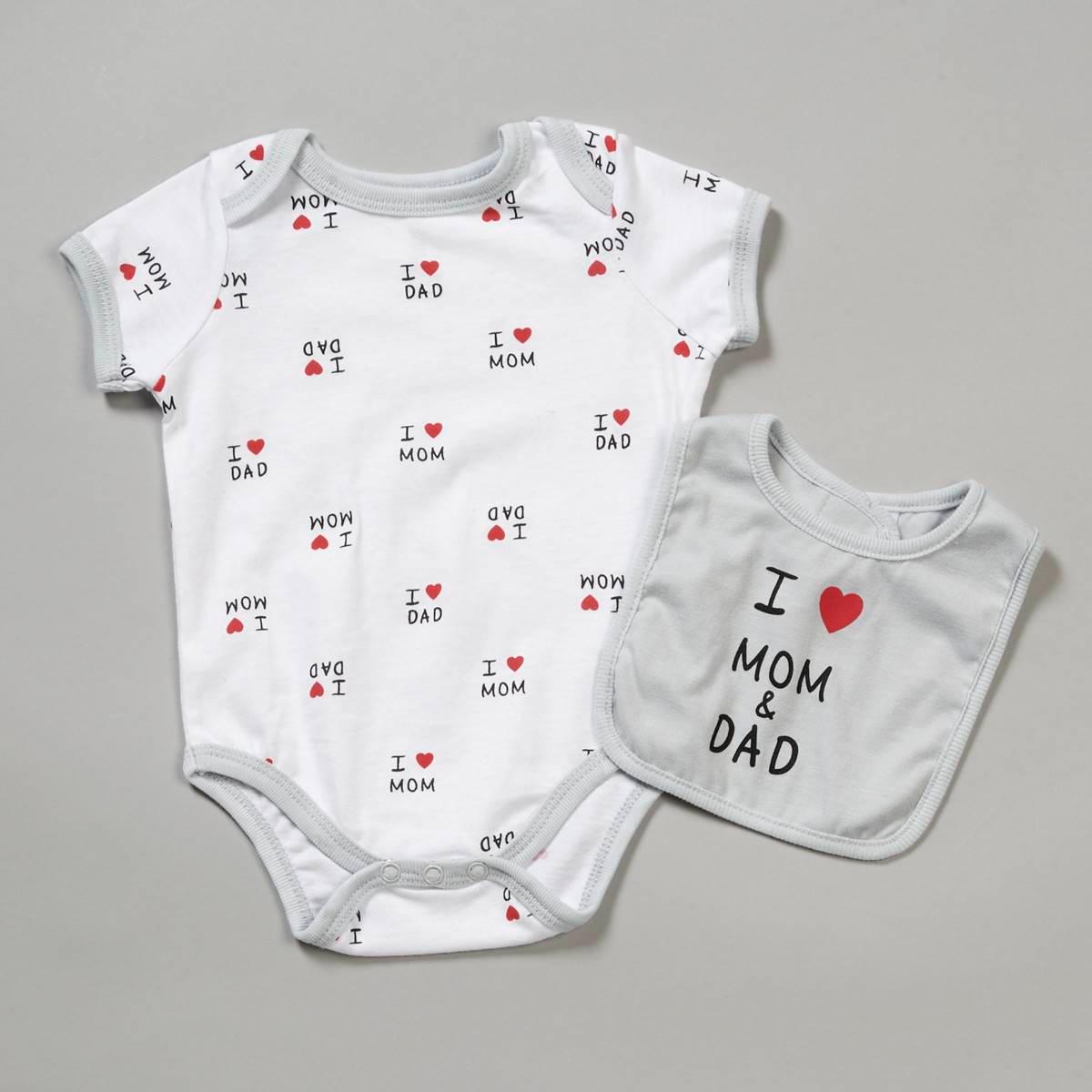 Click here for Baby Boy (NB-9M) Mini Hop Love Mom & Dad Bodysuit... prices