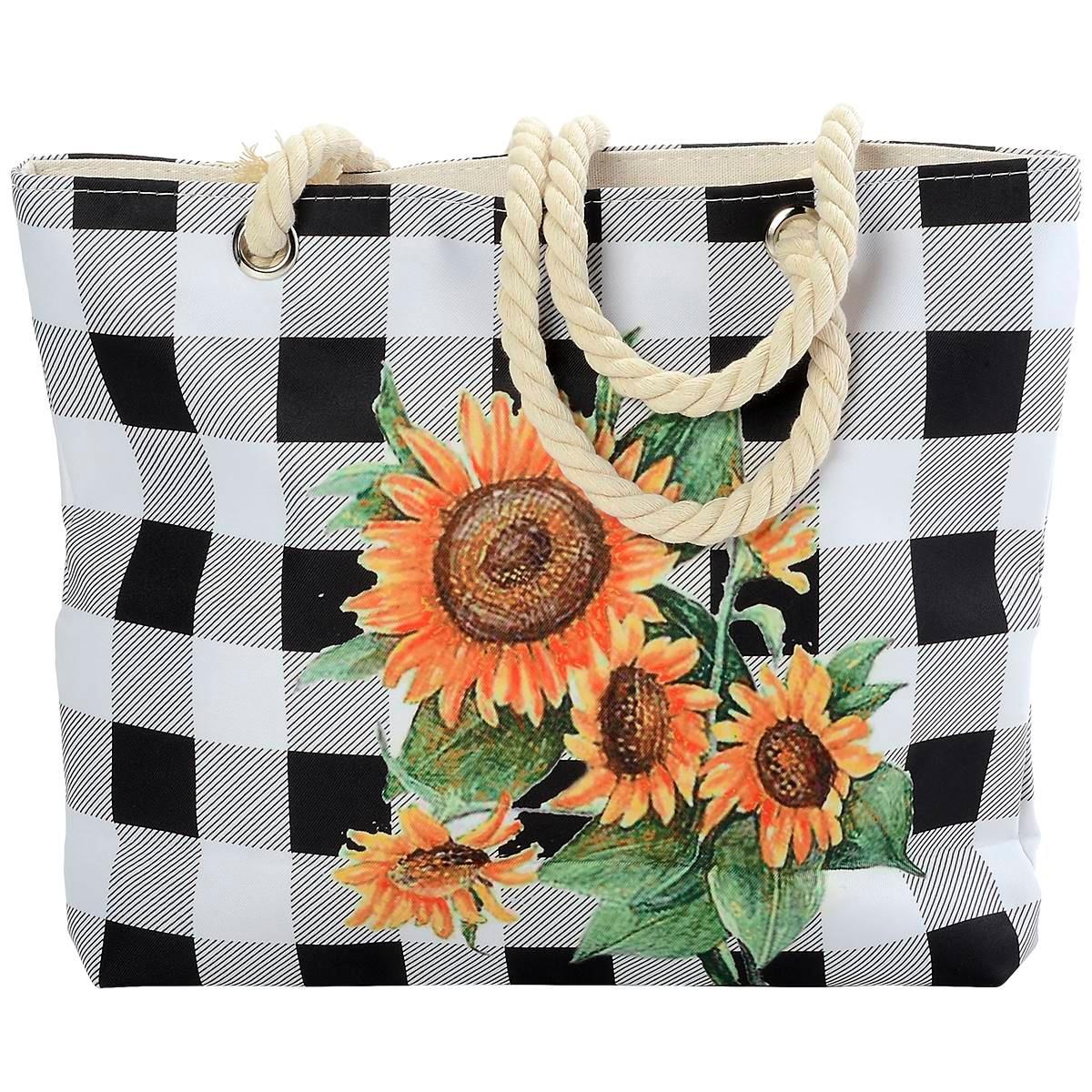 Click here for Renshun Sunflower Fabric Tote with Rope Handles prices