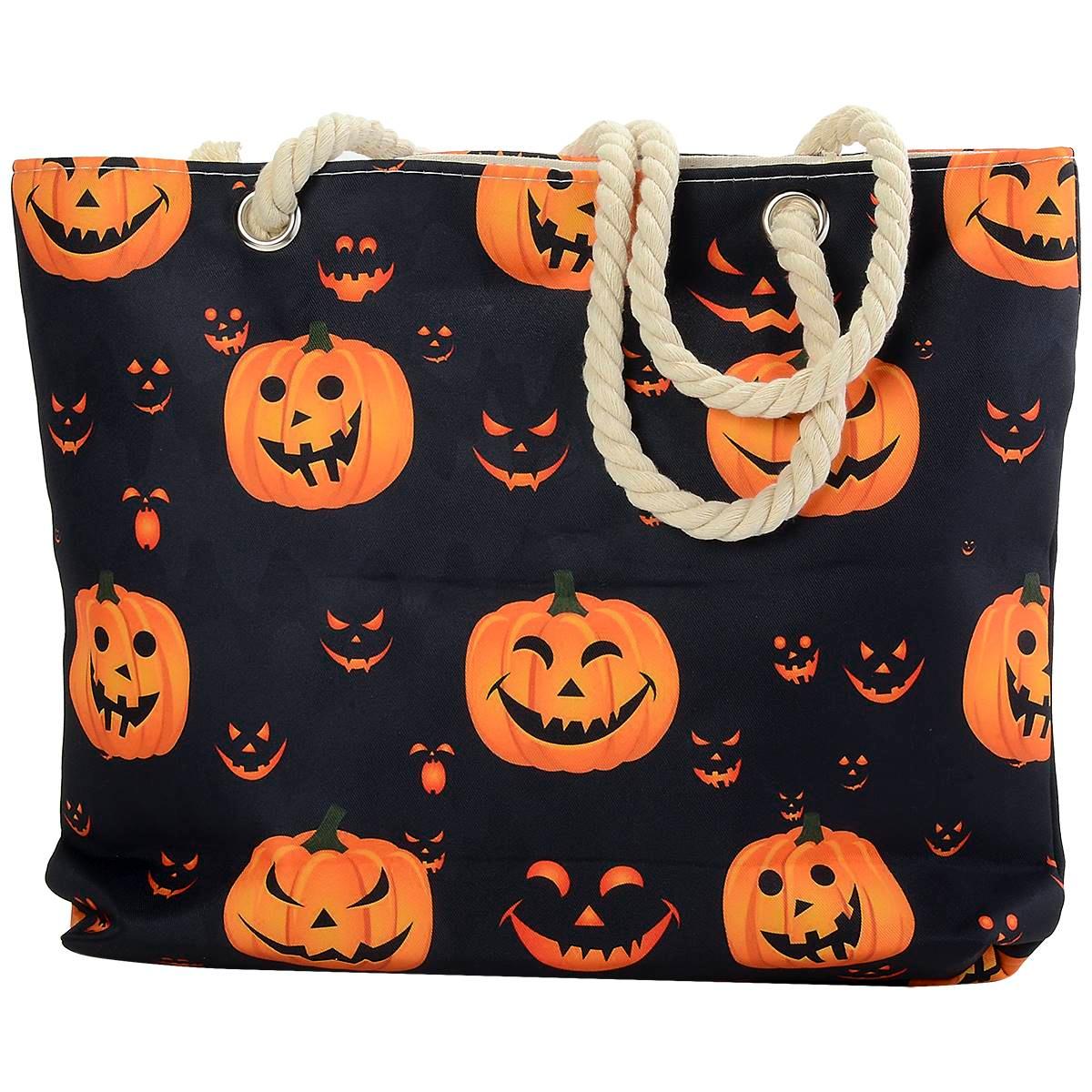 Click here for Renshun Jack-O-Lantern Fabric Tote with Rope Handl... prices