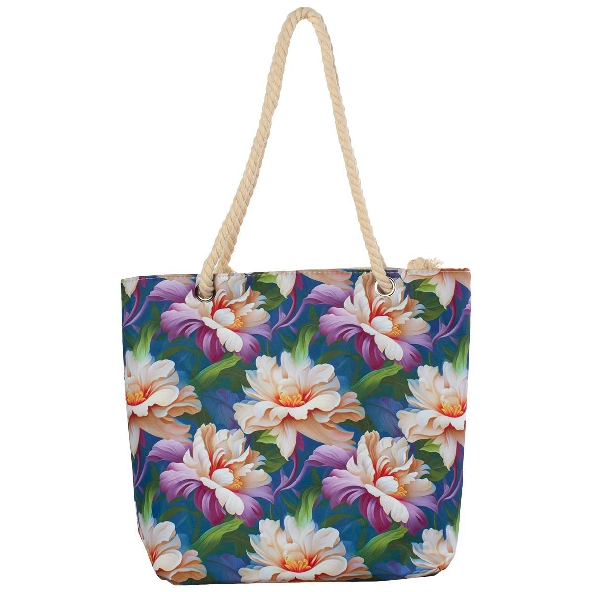 Click here for Renshun 3D Floral Canvas Tote - Purple/White prices