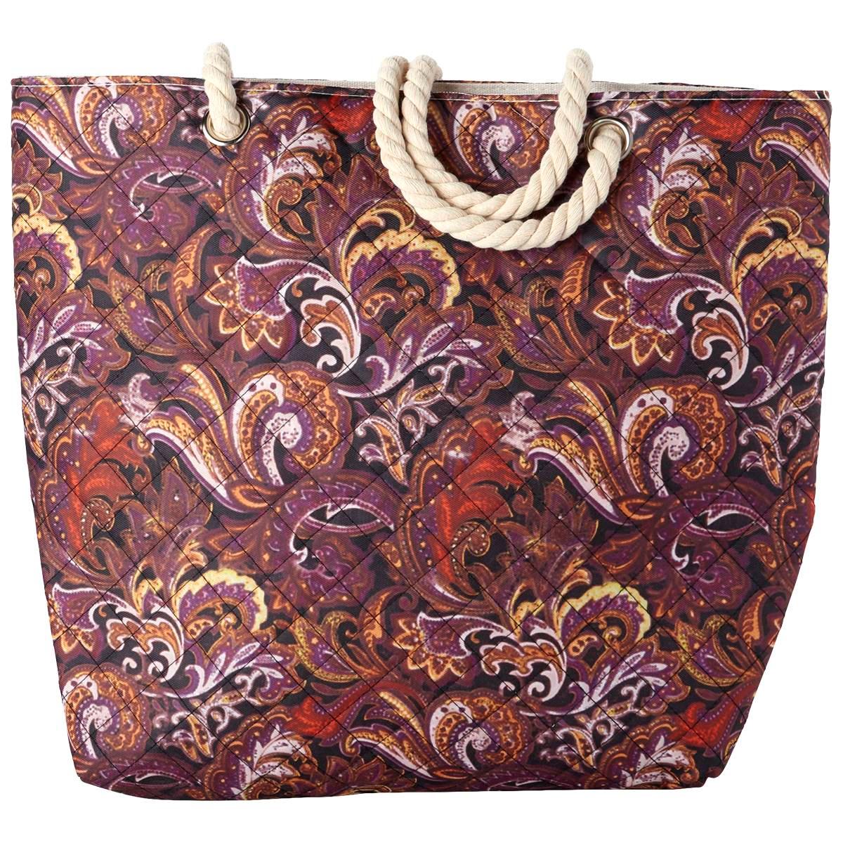 Click here for Renshun Quilted Paisley Tote - Tan prices