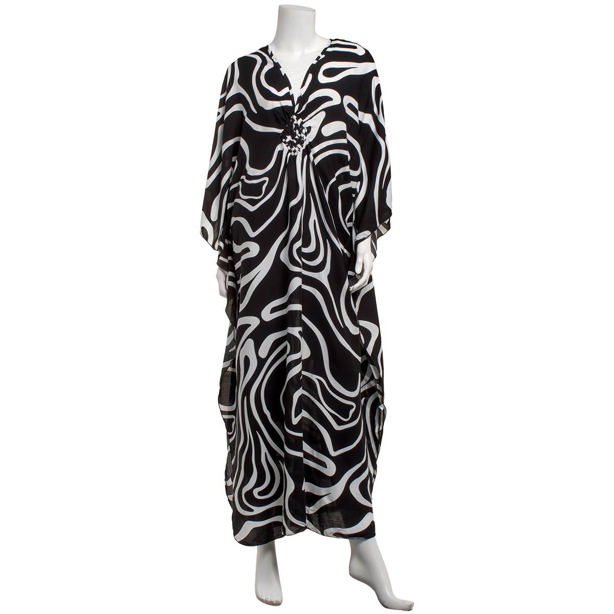 Click here for Womens Renshun Swirl Black And White Caftan Kimono prices