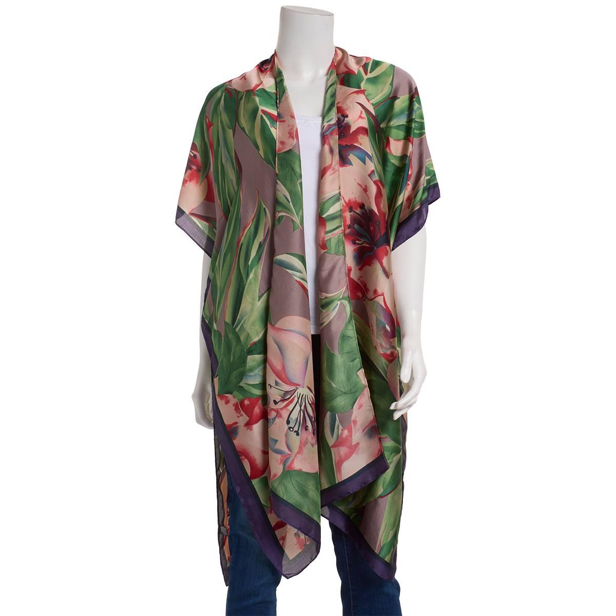 Click here for Womens Renshun Palm Floral Kimono prices