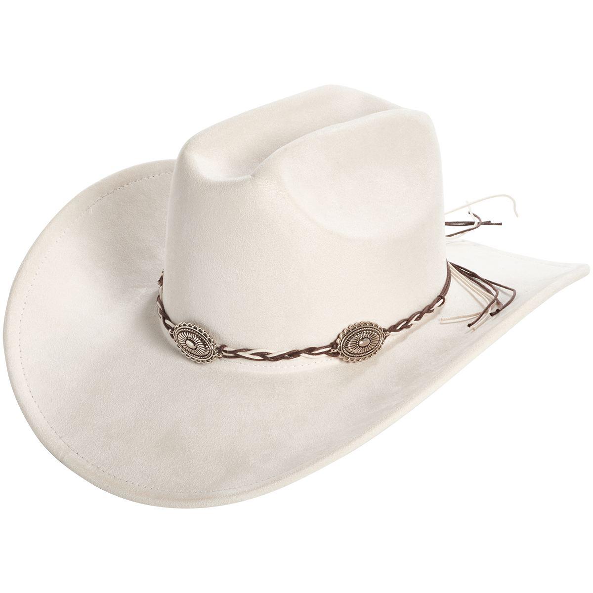 Click here for Womens Renshun Faux Suede Cowboy Hat - Cream prices