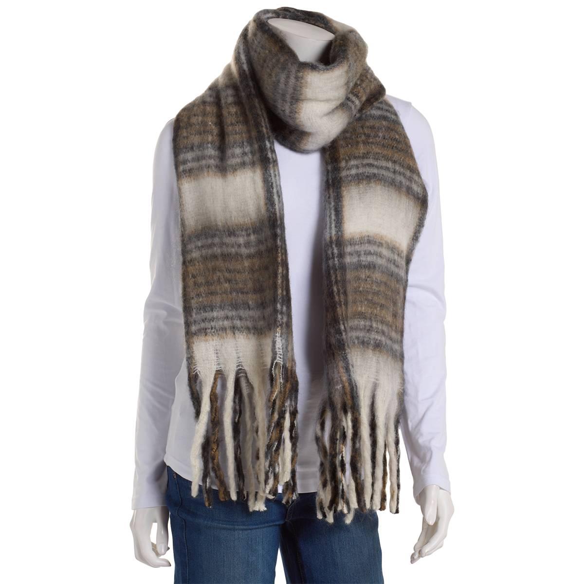 Click here for Womens Renshun Grey Plaid Blanket Scarf prices
