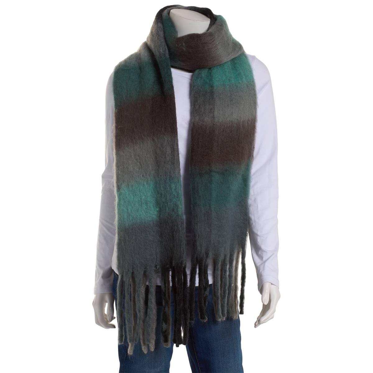 Click here for Womens Renshun Gradient Plaid Scarf with Noodle Fr... prices