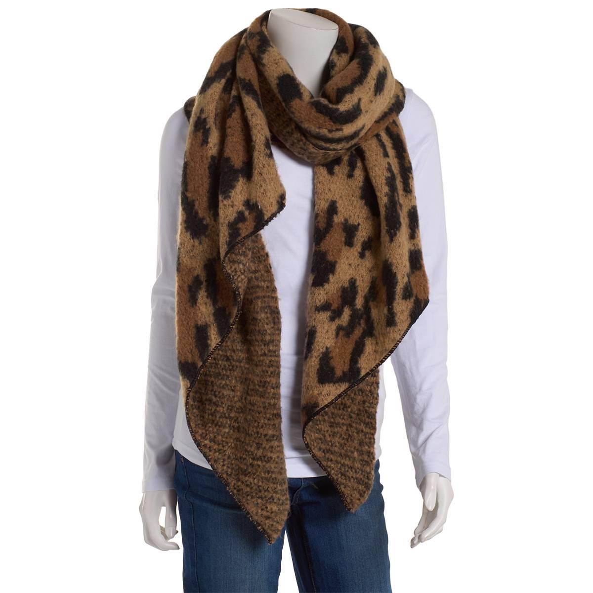 Click here for Womens Renshun Leopard Blanket Scarf with Noodle F... prices