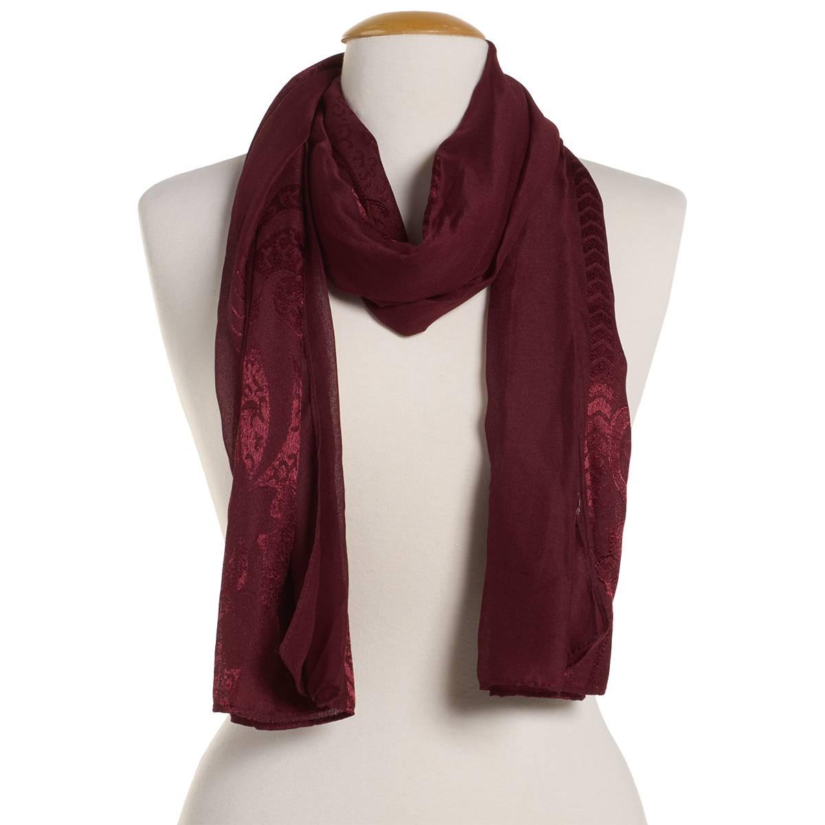 Click here for Womens Renshun Solid Pashmina Oblong Scarf - Wine prices