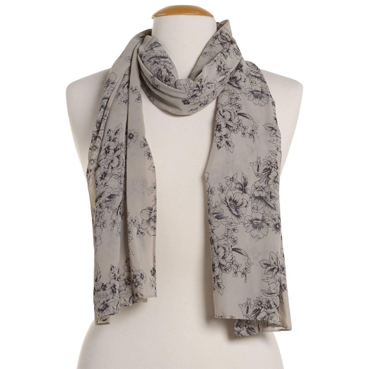 Click here for Womens Renshun Tonal Floral Pearl Oblong Scarf prices