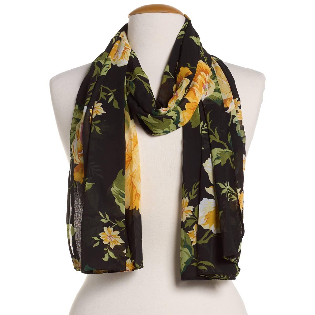 Click here for Womens Renshun Large Rose Oblong Silk Scarf prices