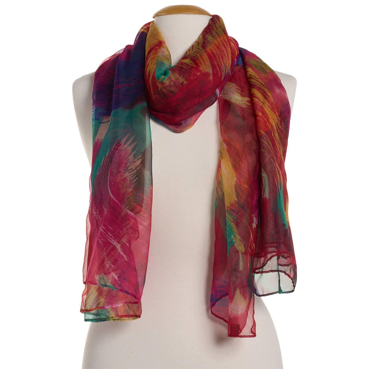 Click here for Womens Renshun Bright Splash Silky Oblong Scarf prices