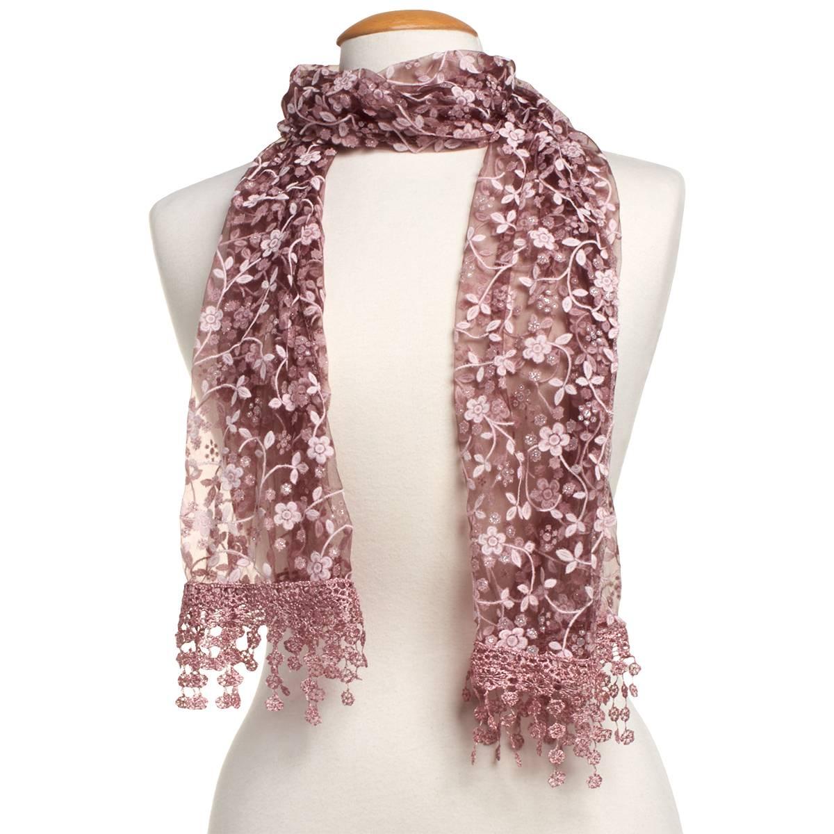 Click here for Womens Renshun Floral Flocked Oblong Scarf prices