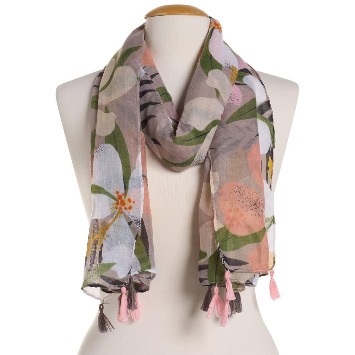 Click here for Womens Renshun Fun Floral Oblong Scarf - Olive prices