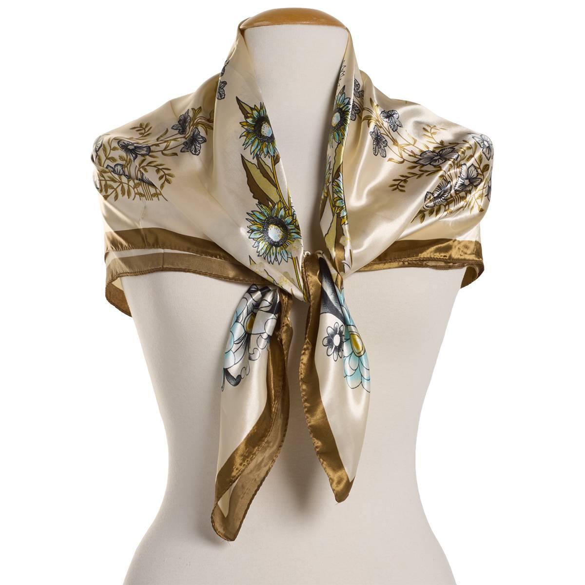 Click here for Womens Renshun 90cm Pretty Floral Silky Square Sca... prices