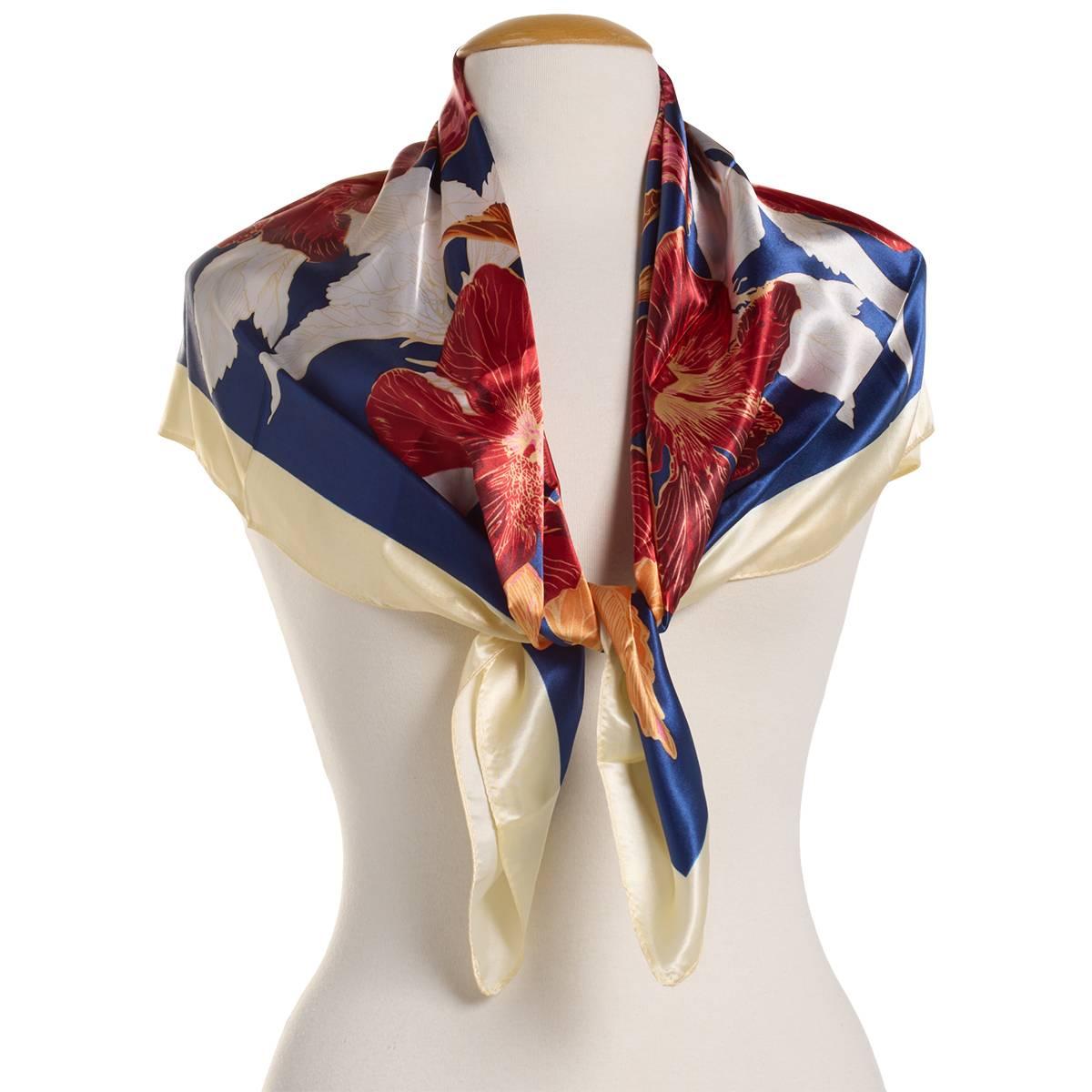 Click here for Womens Renshun Silky Roses Square Scarf prices