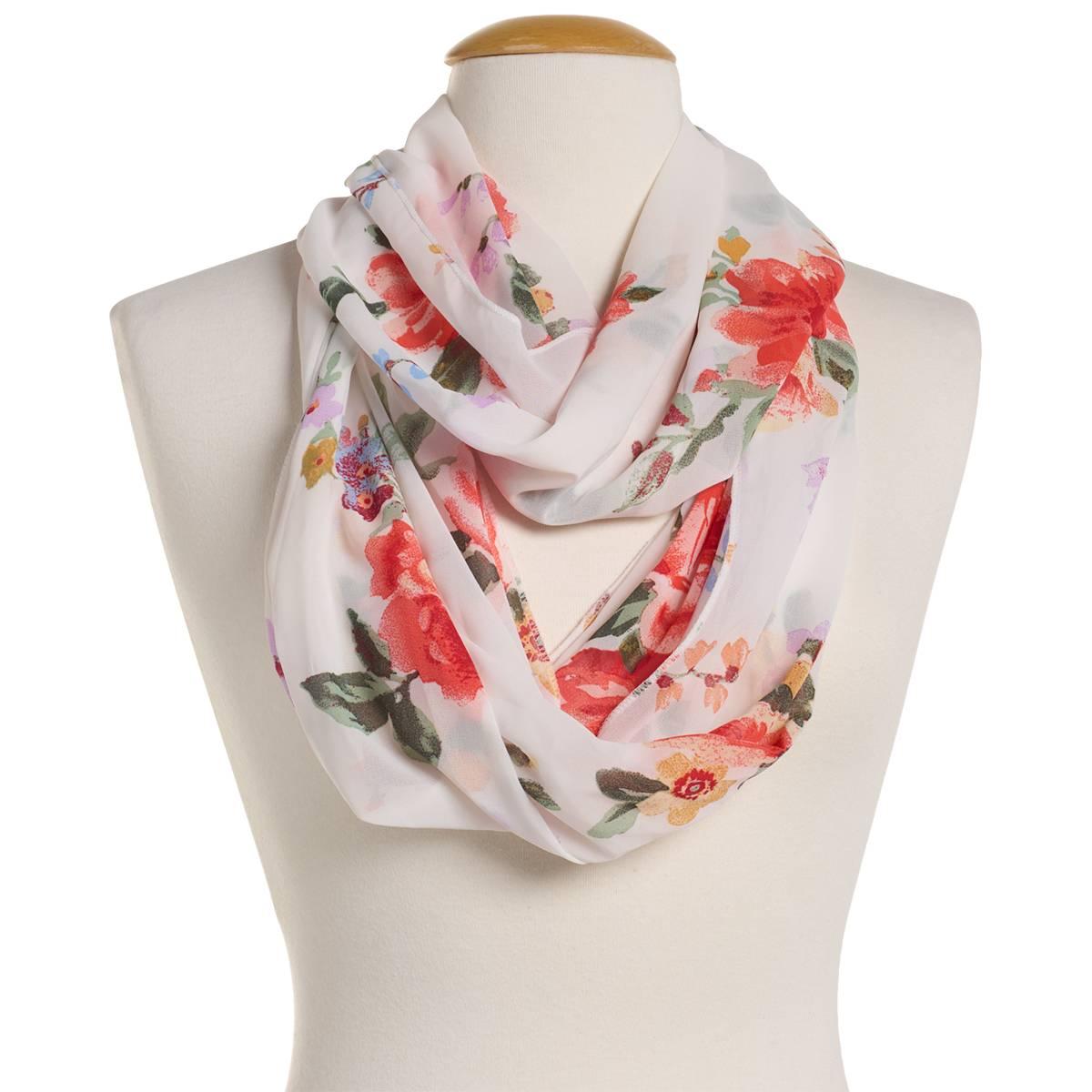 Click here for Womens Renshun Pearl Floral Infinity Scarf prices