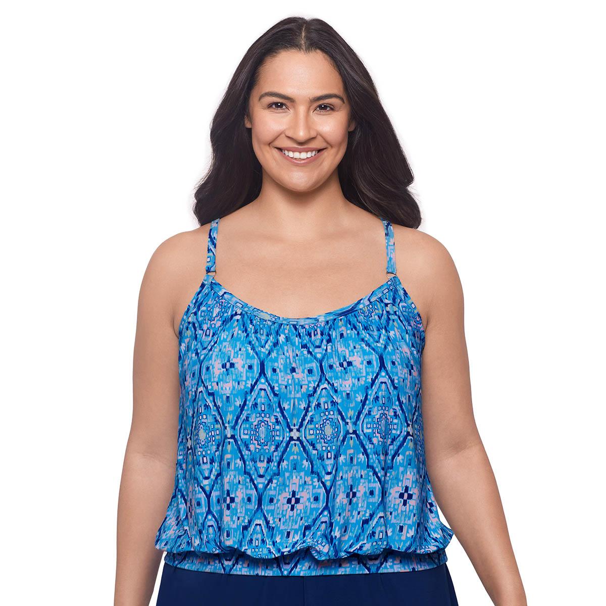 Click here for Plus Size American Beach Geometric Blouson Tankini... prices