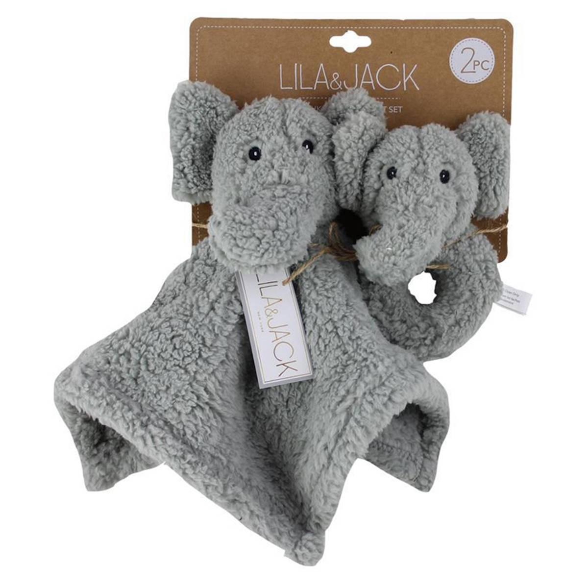 Click here for Lila & Jack 2pc. Elephant Plush Lovey & Rattle Set prices