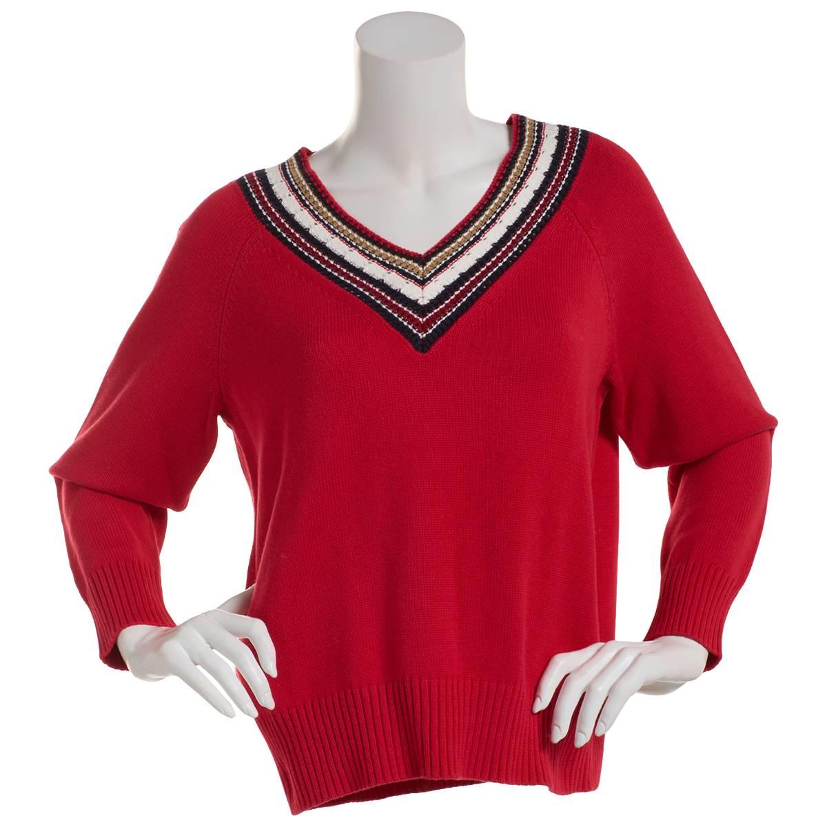 Click here for Womens Tommy Hilfiger Long Sleeve Texture V Neck S... prices