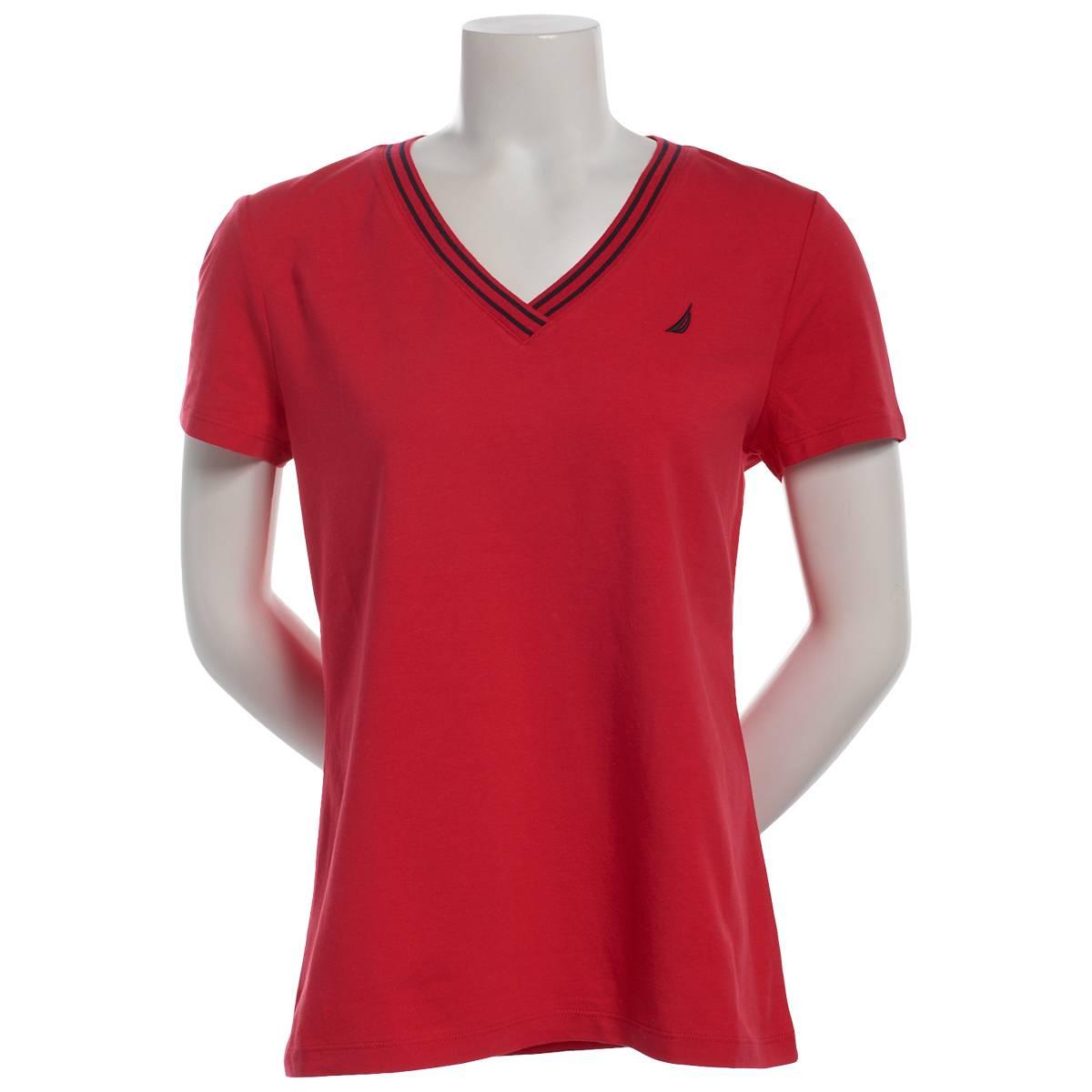 Click here for Womens Nautica Short Sleeve V Neck Tipped Tee prices