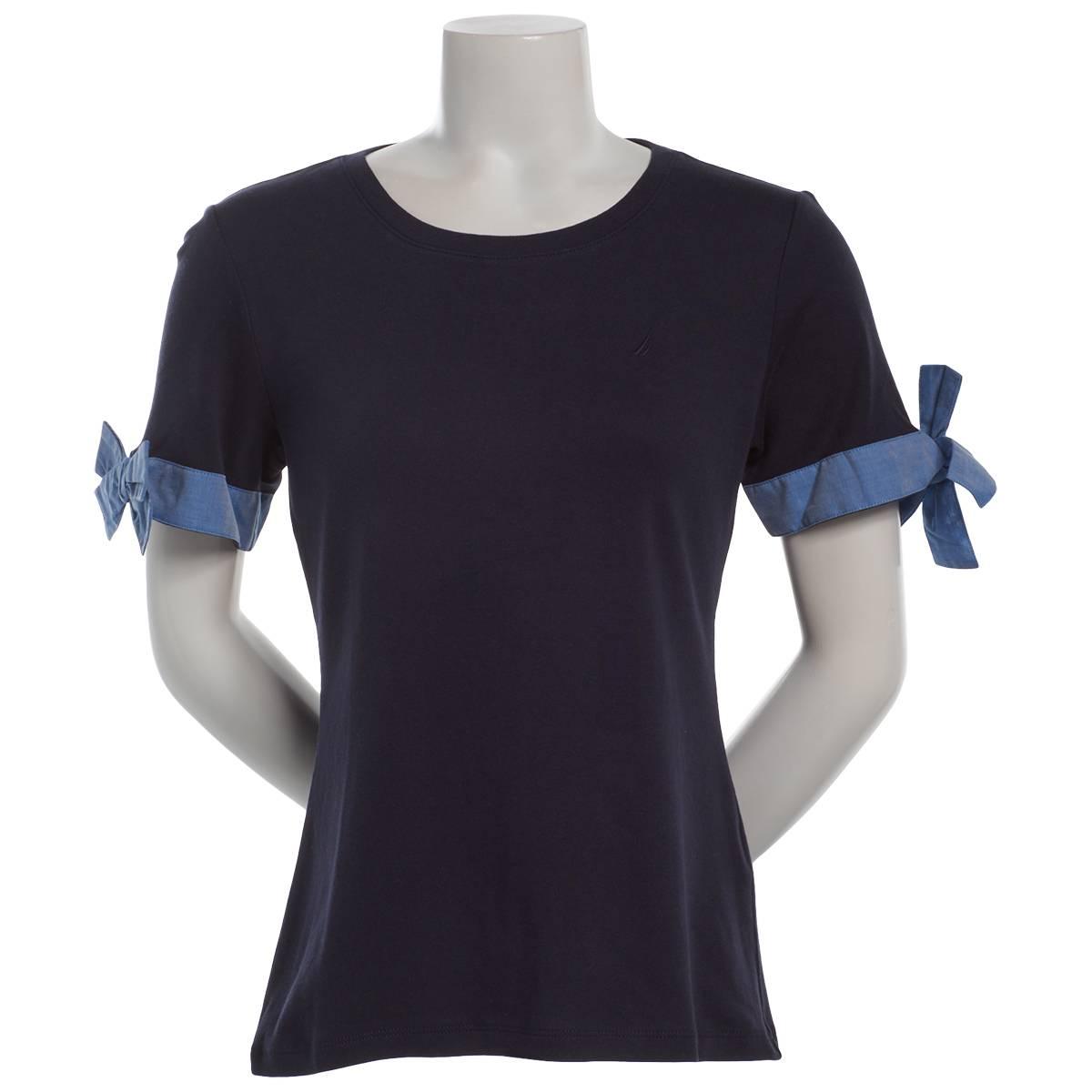 Click here for Womens Nautica Solid Chambray Short Tie Sleeve Kni... prices