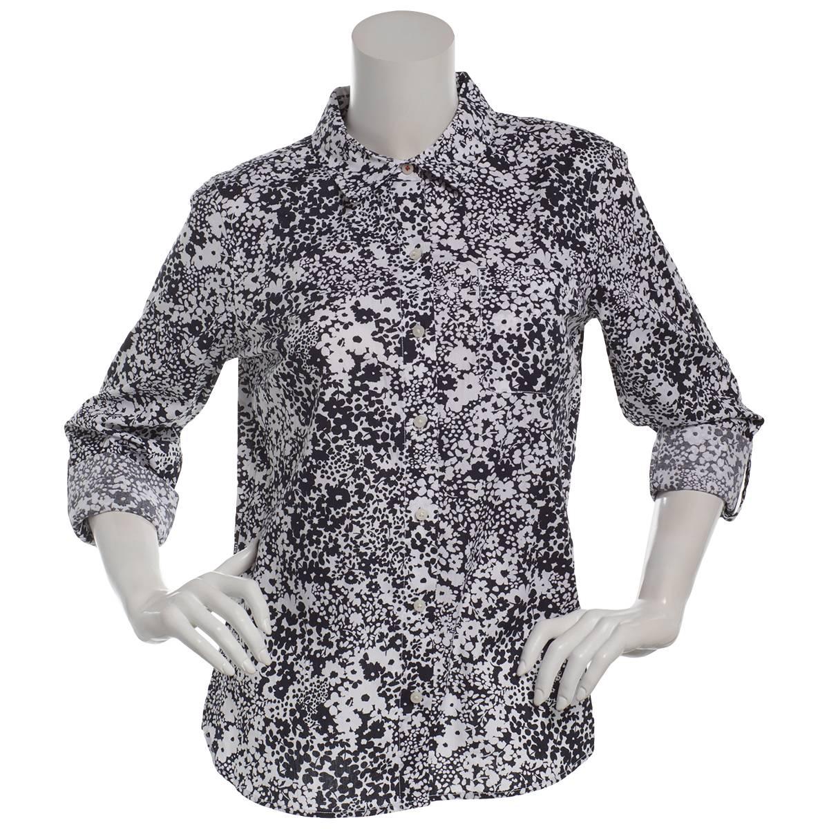 Click here for Womens Nautica 3/4 Roll Tab Sleeve Shadow Floral B... prices