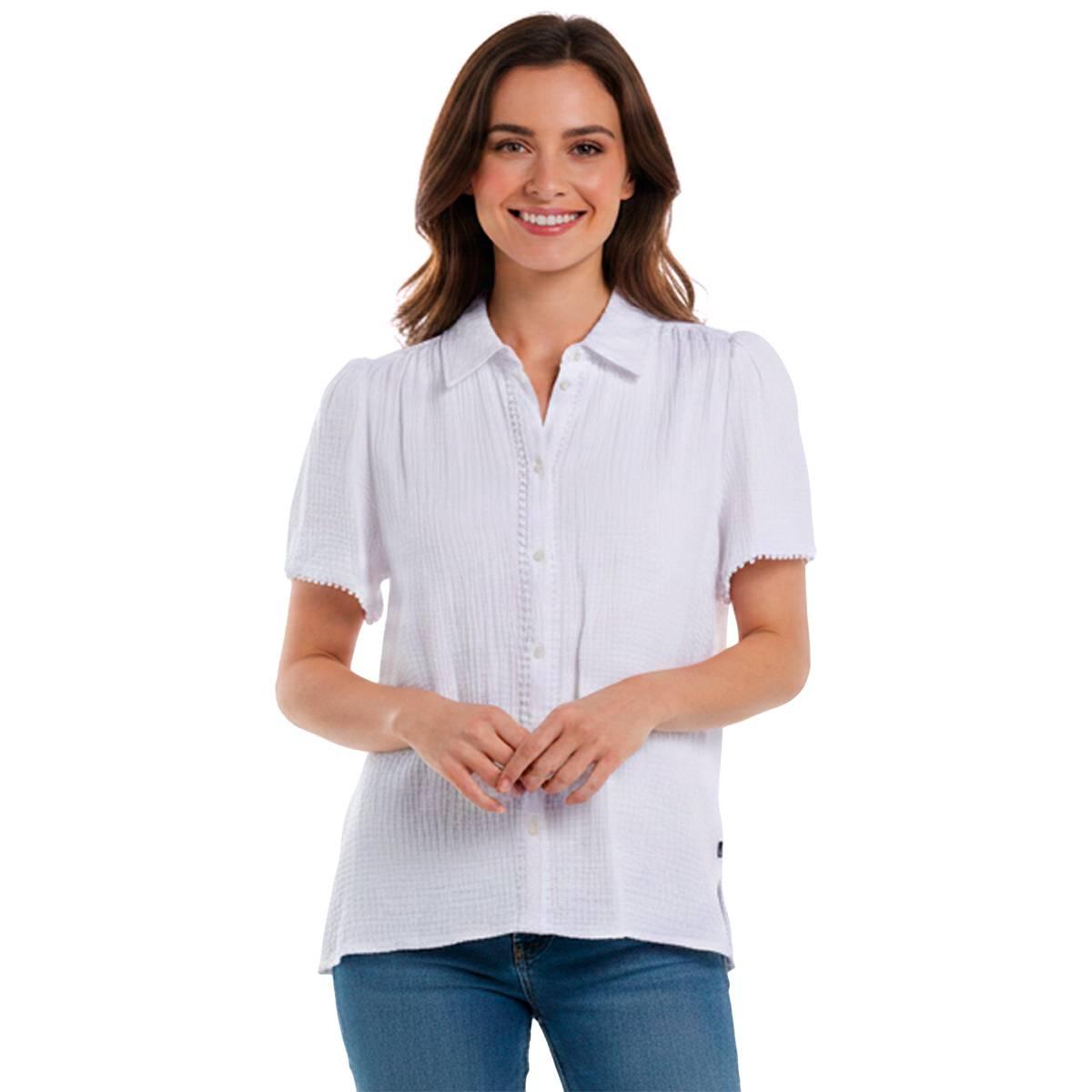 Click here for Womens Nautica Short Puff Sleeve Bobble Trim Blous... prices