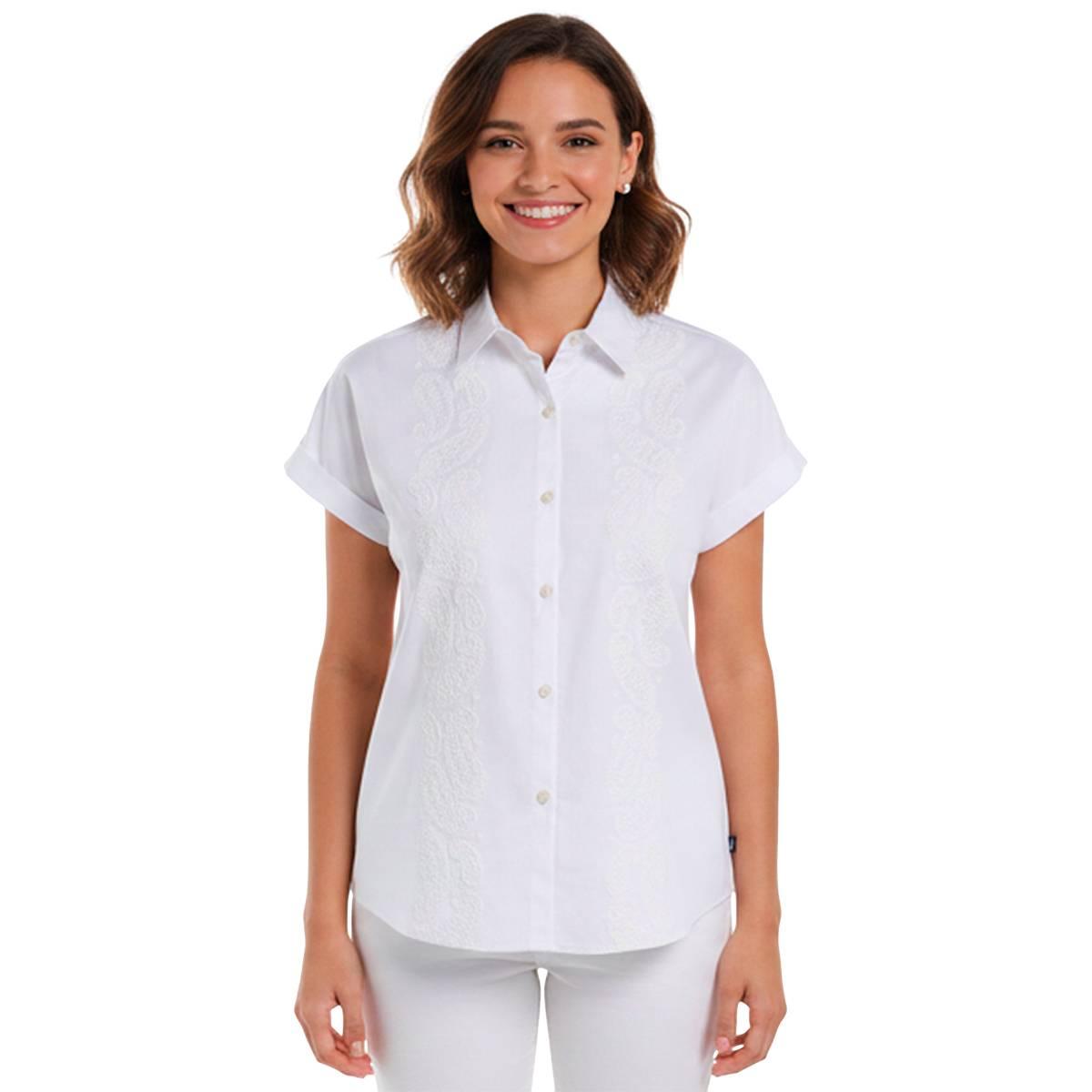 Click here for Womens Nautica Dolman Sleeve Embroidered Button Fr... prices