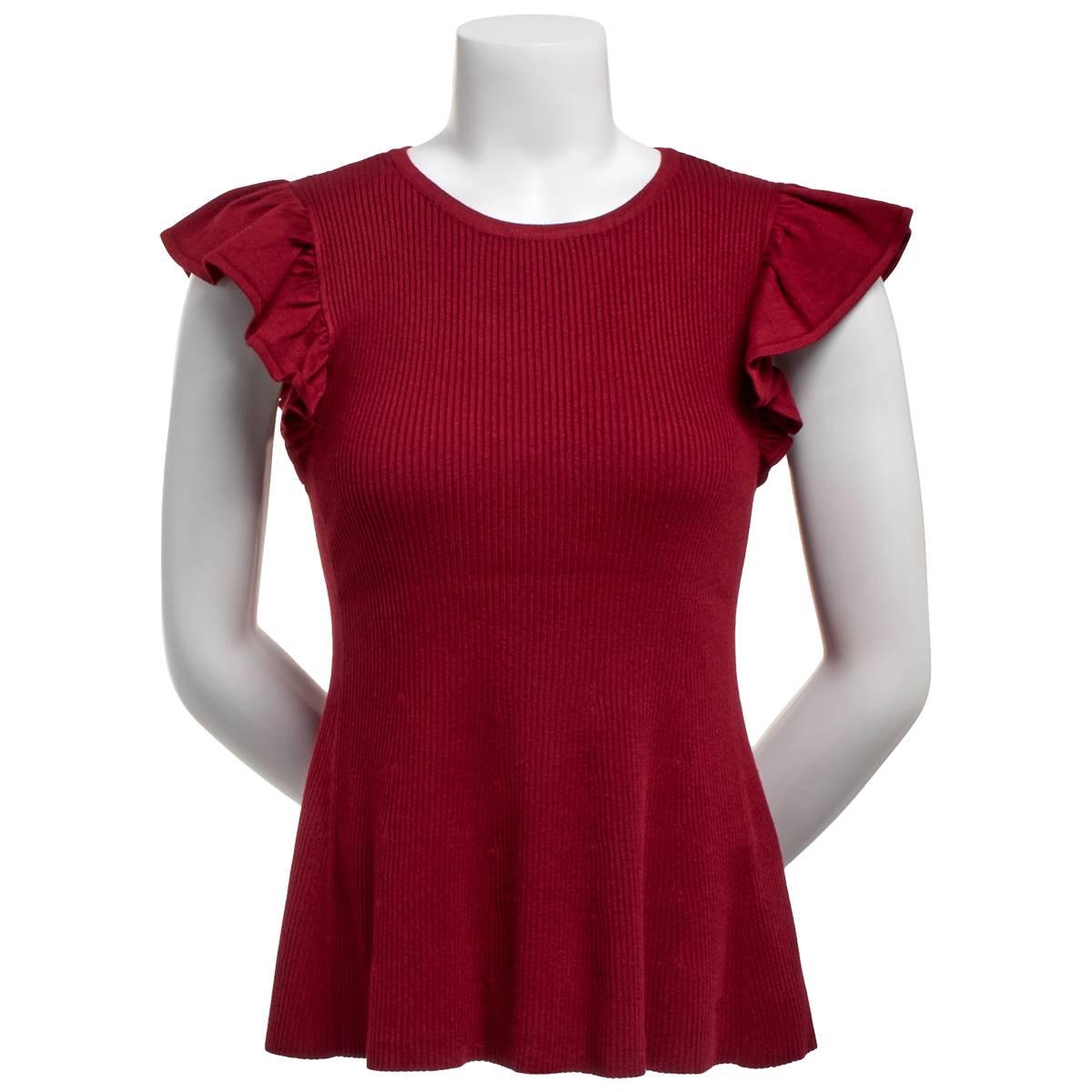 Nautica Womens Flutter-Sleeve Ribbed Sweater - Night Sky