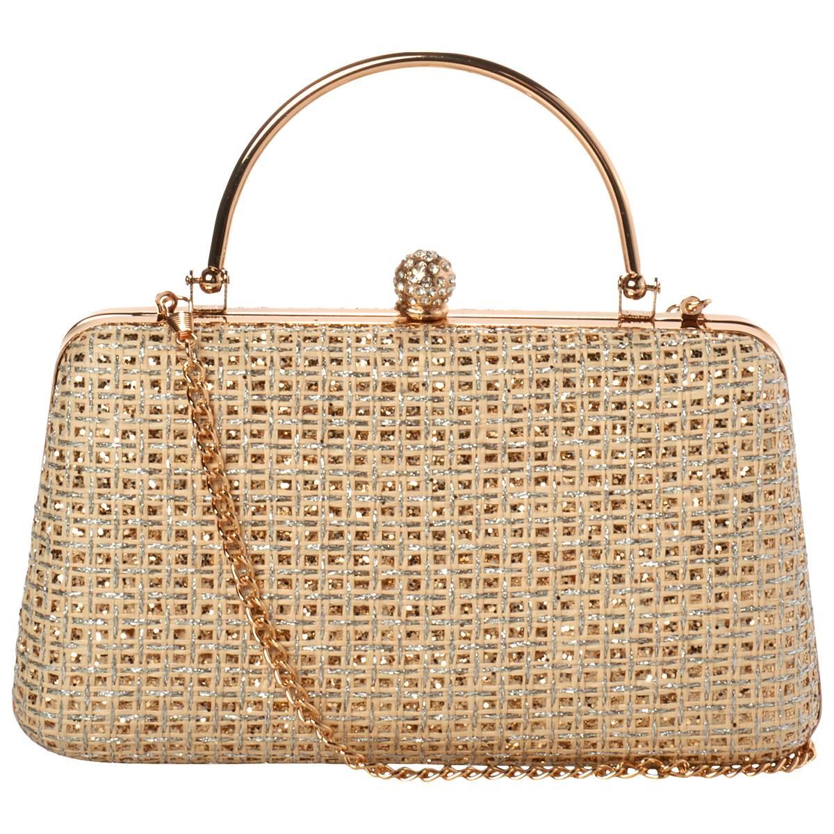 Click here for DMargeaux Glitter Kiss Lock Clutch with Chain prices