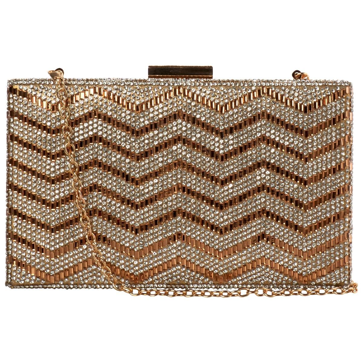 Click here for DMargeaux Crystal Chevron Evening Clutch With Chai... prices