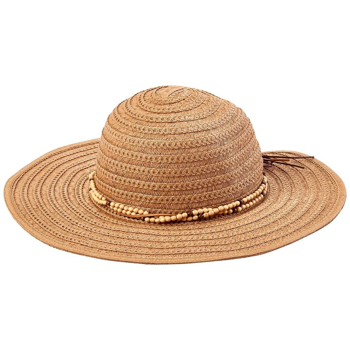 Click here for Womens Madd Hatter Split Back Floppy Hat w/Bead Ba... prices