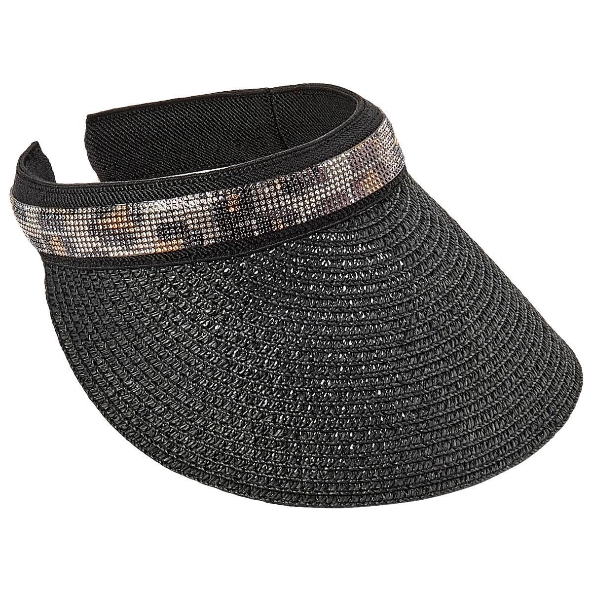 Click here for Womens Madd Hatter Straw Visor with Leopard Band prices
