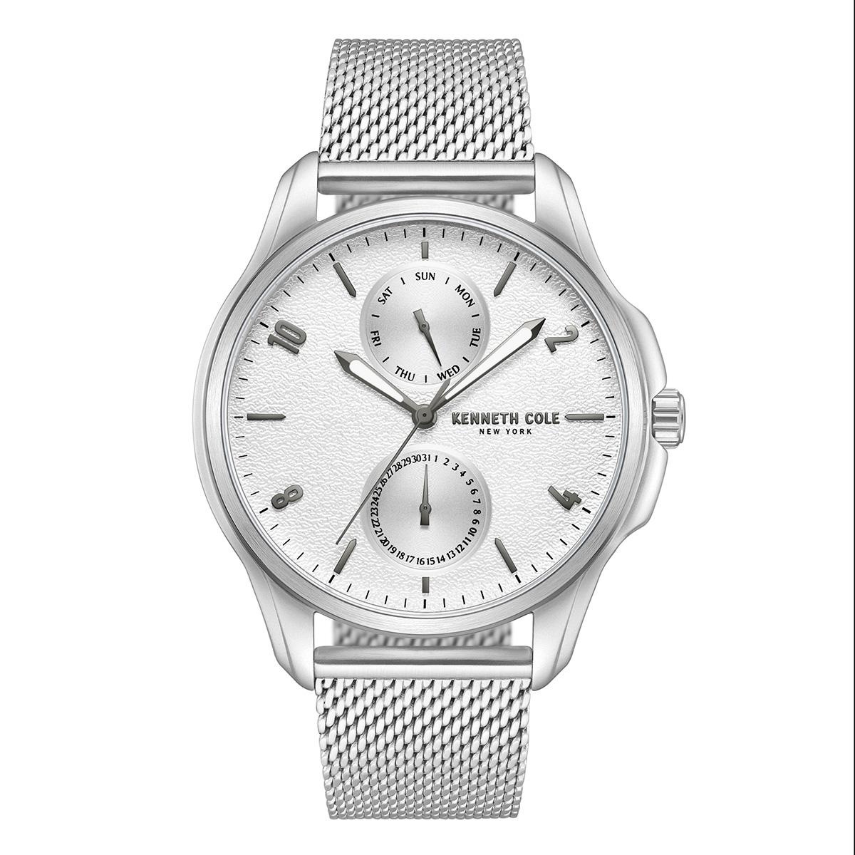 Click here for Mens Kenneth Cole(R) Silver Textured Dial Watch -... prices