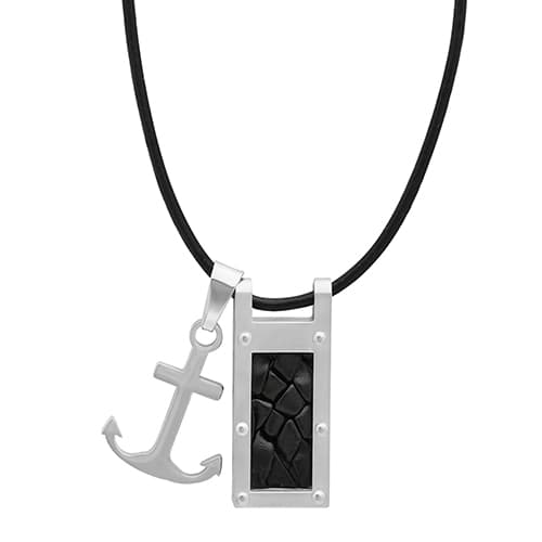 Click here for Mens Leather Anchor & Dog Tag Necklace prices