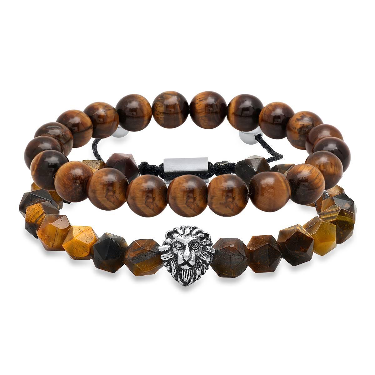 Click here for Mens Steeltime Stainless Steel Lion and Tiger Eye... prices