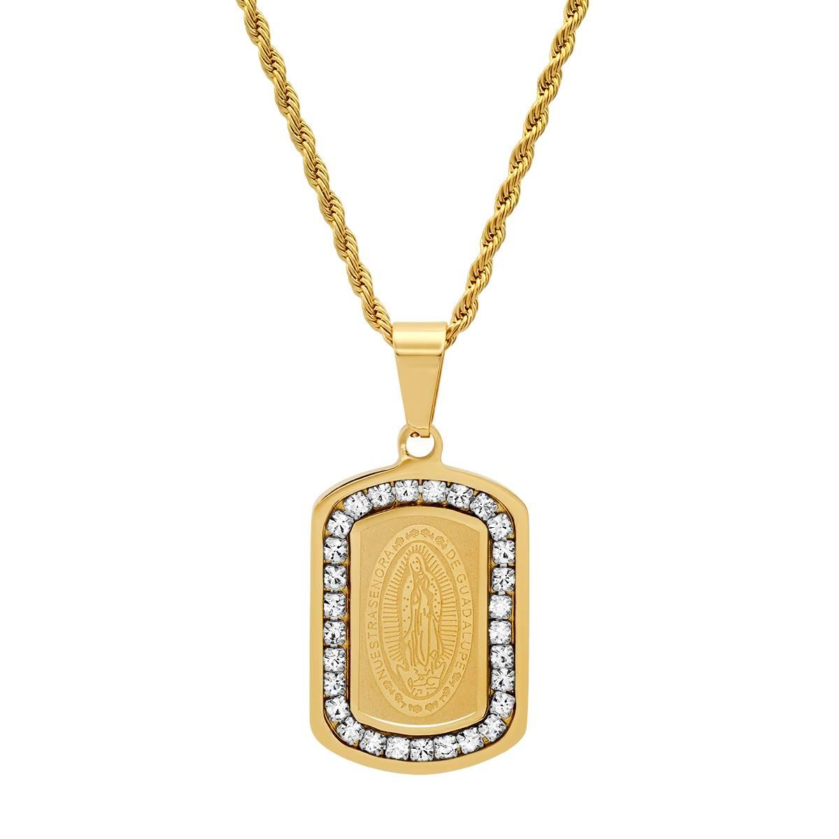 Click here for Mens Steeltime Lady of Guadalupe Pendant Necklace prices