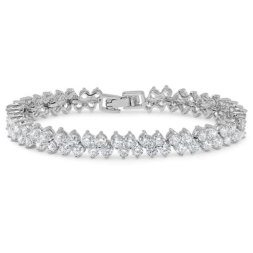 Click here for 18kt. White Gold Plated Cluster Tennis Bracelet prices