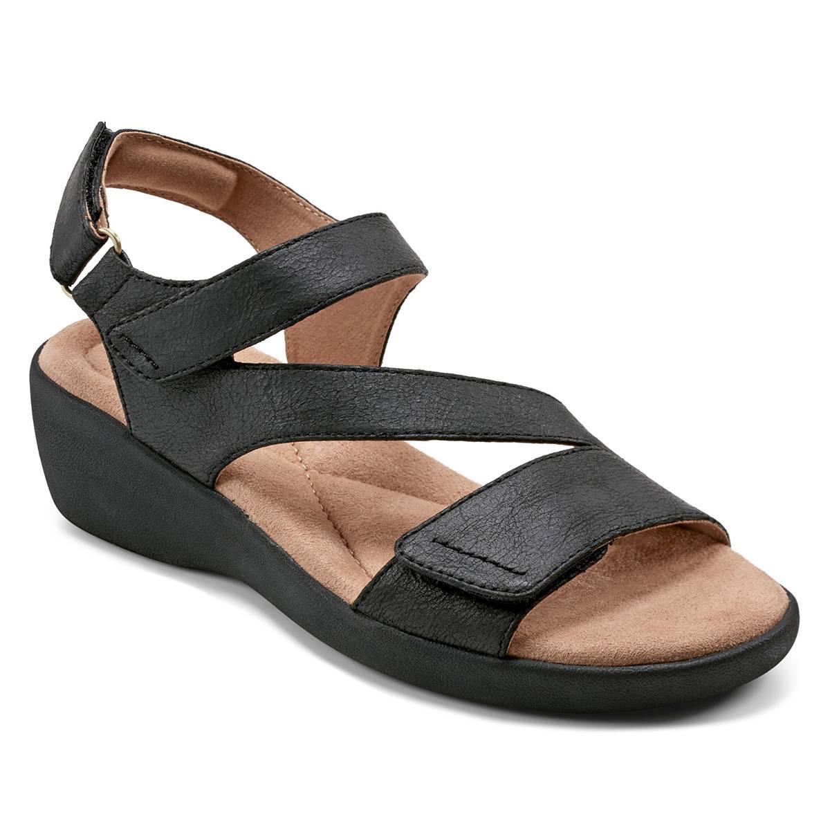 Easy Spirit Womens Kimberly Strappy Low Wedge Sandals - Gold