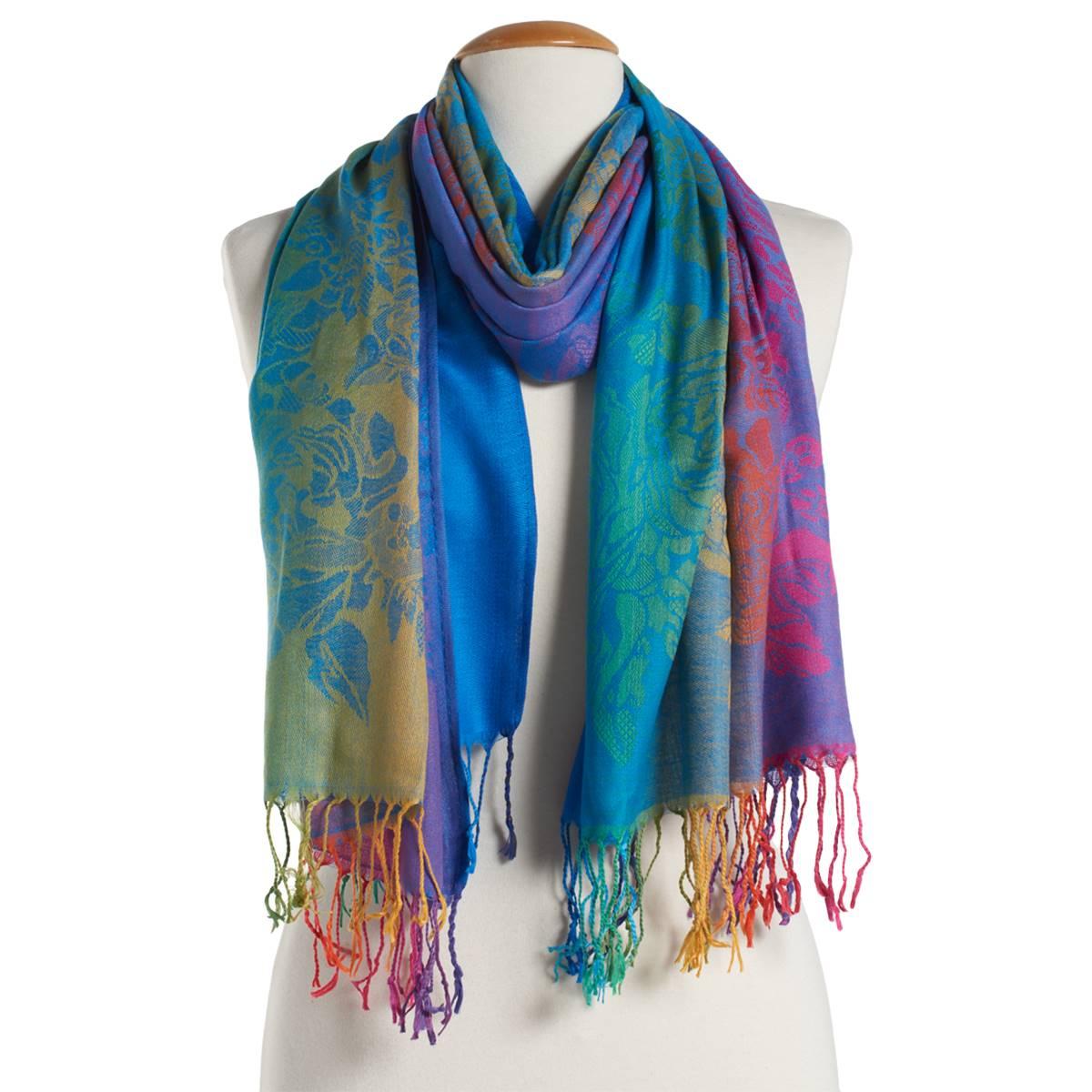 Click here for Womens Floral Rainbow Jacquard Pashmina prices