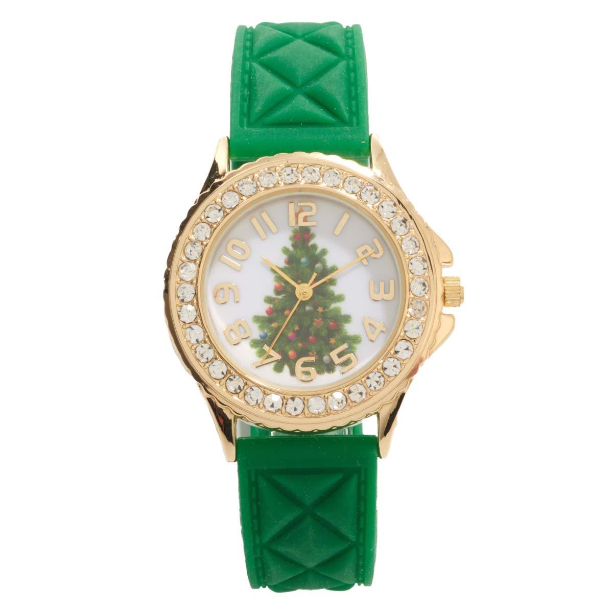 Click here for Gold-Tone & Green Rhinestone Watch w/ Tree Dial -... prices