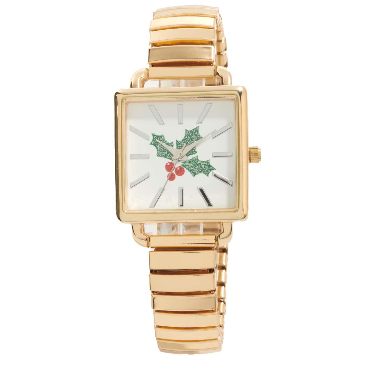 Click here for Gold-Tone Mini Square Holly Face Expansion Band Wa... prices