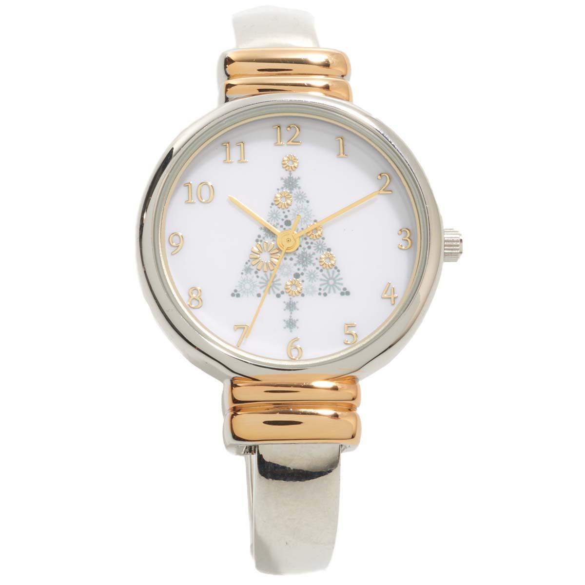 Click here for Silver And Gold-Tone Christmas Tree Bangle Watch -... prices