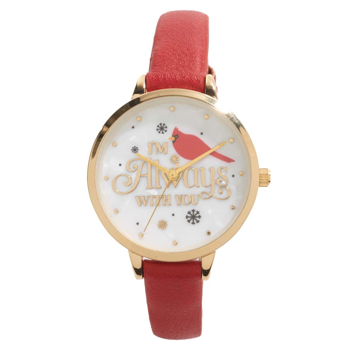 Click here for Gold-Tone Cardinal Thin Red Strap Watch - PT10194 prices
