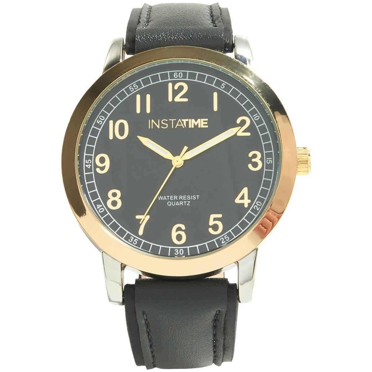 Click here for Mens Instatime Gold-Tone Black Easy to Read Dial W... prices